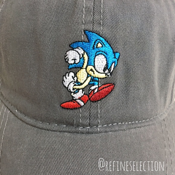 Sega | Accessories | Sonic The Hedgehog Embroidered Grey Dad Hat Cap ...